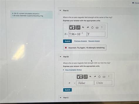 Solved A 104 A Current Circulates Around A 1 60 Mm Diameter Chegg Com