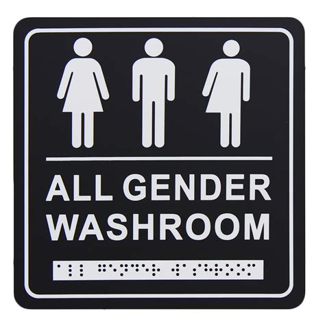 Washroom Signage Gender Neutral With Braille Emboss Frost