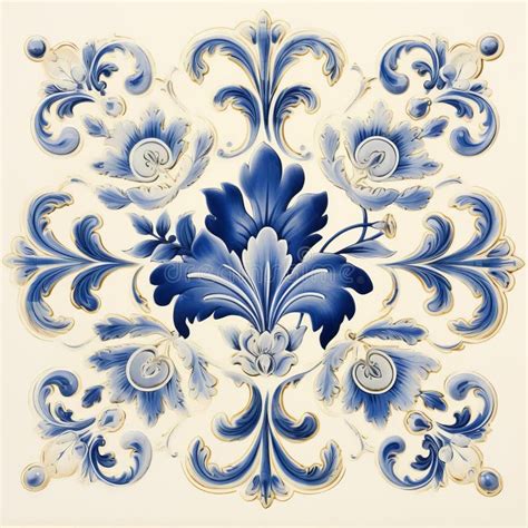 Baldosa Delft Vintage Sobre Fondo Blanco Con Tonalidades De Caqui Terrenas Stock De Ilustraci N