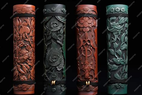 Samurai Sword Sheaths With Intricate Designs Premium Ai Generated Image