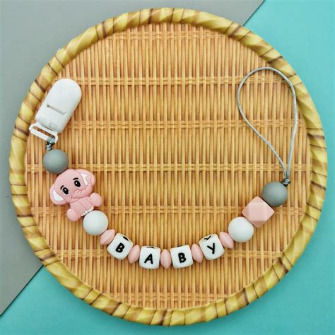 Custom Brief Namen Olifant Baby Fopspeen Clips Ket Grandado