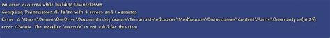 Tmodloader Error Cs0106 The Modifier Override Is Not Valid For This Item Solved Terraria