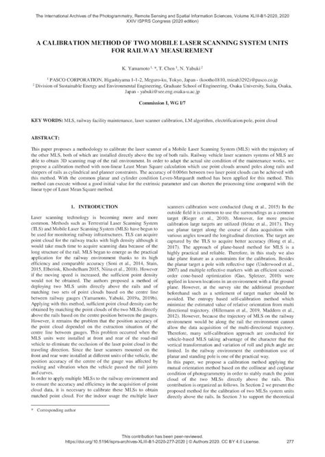 Pdf A Calibration Method Of Two Mobile Laser Scanning · 2020 8 6 · A Calibration Method