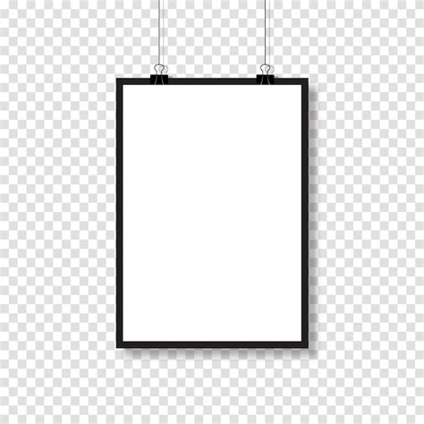 그림자 벡터 일러스트와 함께 클립 모형 템플릿 수직 빈 시트에 매달려 현실적인 빈 백서 프리미엄 벡터