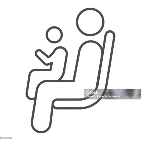 어린이가 얇은 선 아이콘 대중 교통 개념 흰색 배경에 교통 표지판의 우선 좌석 공간 윤곽선에 좌석 아이콘에 있는 어린이를 위한 장소 벡터 건강관리와 의술에 대한 스톡 벡터