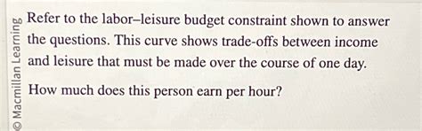 solved nefer to the labor leisure budget constraint shown to