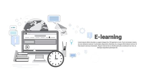 온라인 웹 교육 배너 벡터 일러스트 레이 션 알아보기 프리미엄 벡터