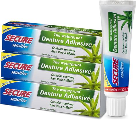 Secure Denture Adhesive Sensitive 14 Oz 3 Pack Au