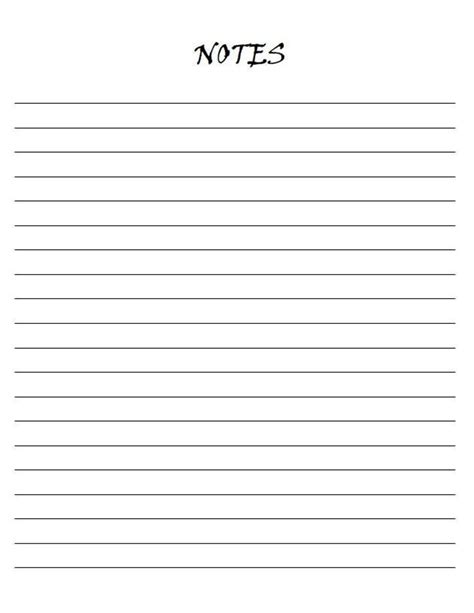 Lined Wide Ruled Note Paper Printable Notes Page Printable Notes