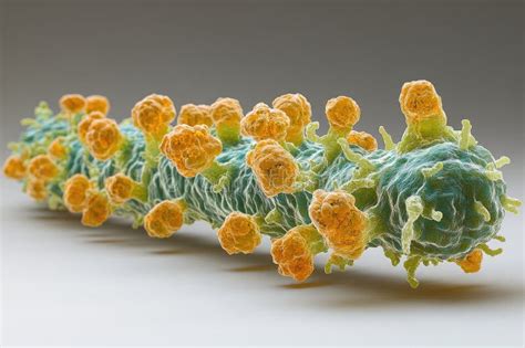 Microscopic 3d Render Of A Virus Infecting A Cell High Detail Medical Illustration Stock