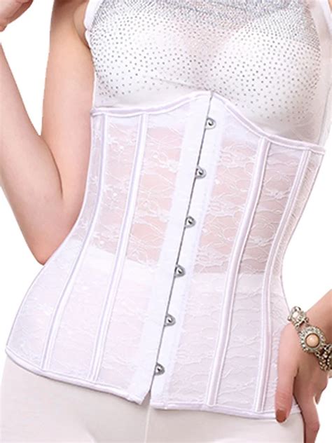 High Quality Steel Boned White Lace Corset Underbust S Xxl Strapless