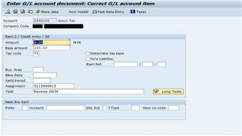 SAP FICO Central Manual JV For Reverse Tax Reverse Charge Mechanism Posting