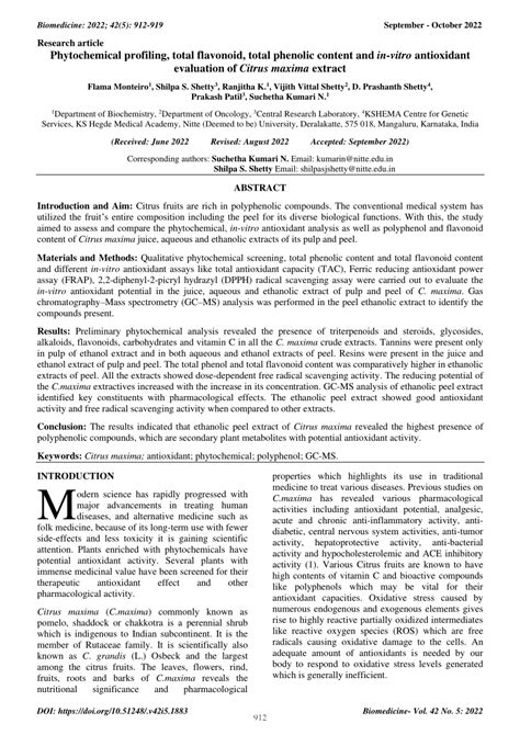 Pdf Phytochemical Profiling Total Flavonoid Total Phenolic Content And In Vitro Antioxidant