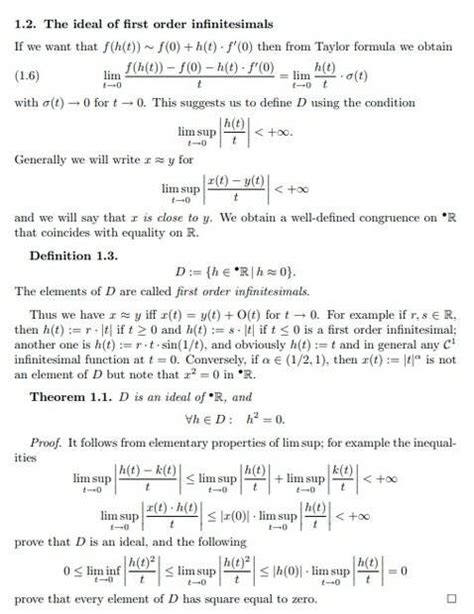 Definition Of First Order Infinitesimal Using Equivalence Class • Physics Forums