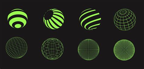 Set Of Wireframe Shapes Cyber Neo Futuristic Grids 3d Mesh Objects