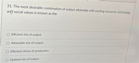 Solved The Most Desirable Combination Of Output Attainable