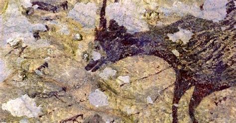 نقاشی ۴۴ هزارسالۀ انسان‌های شکارچی دُم‌دار در یک غار پیدا شد