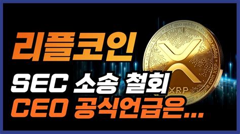 리플코인 Sec 소송철회 이야 드디어 Youtube