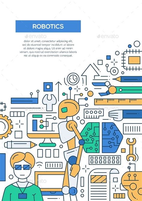 Robotics Line Design Brochure Poster Template A4 Poster Template Brochure Design Brosure
