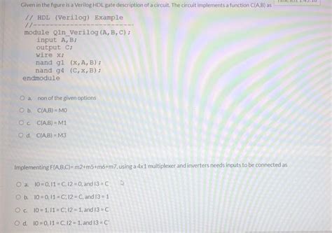 Solved Given In The Figure Is A Verilog Hdl Gate Description