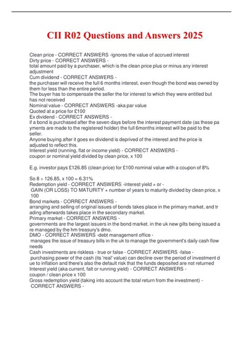 Cii R02 Questions And Answers 2025 Cii Stuvia Us