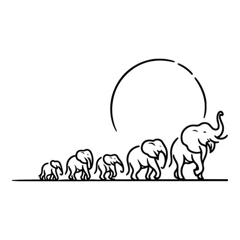 Premium Vector Elephants Marching In A Line D
