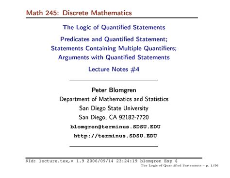The Logic Of Quantified Statements Lecture Notes Math 245 Docsity