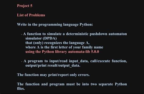 Solved Project 5 List Of Problems Write In The Programming