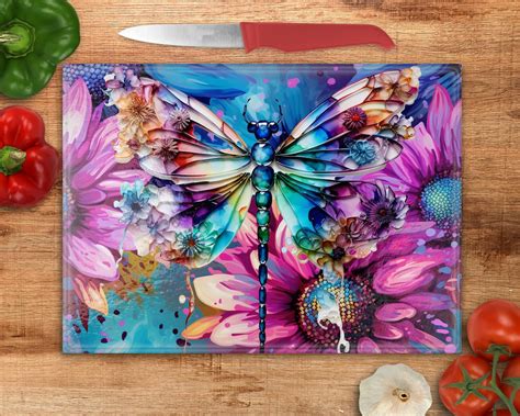 Drgonfly Cutting Board Design Download Floral Dragonfly Glass Cutting Board Png Printable
