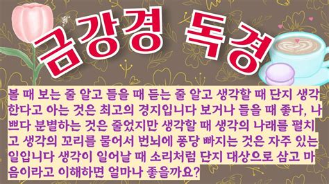 지혜 삶 회향을 위한 금강경 독경 볼 때 보는 줄 알고 들을 때 듣는 줄 알고 생각할 때 단지 생각한다고 아는 것은 최고의 경지입니다 보거나 들을 때 좋다 나쁘다