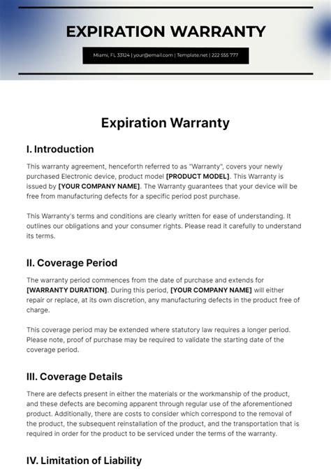 Free Warranty Templates Edit Online And Download