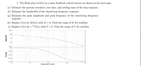 solved 3 the bode plots of g s in a unity feedback control