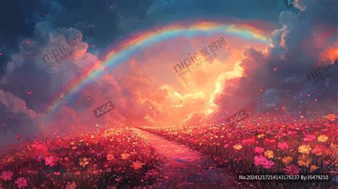 Ai创作图彩虹下的格桑花 唯美彩虹 梦幻高清桌面壁纸 绘画作品彩虹插画 唯美花田场景 斑斓梦幻唯美的意境 梦幻童话彩虹彩虹小马 唯美梦幻场景 绚丽梦幻唯美色彩 远方有彩虹 梦幻唯美绚丽多彩