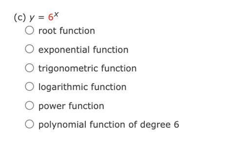 Solved Identify The Type Of Function C Y Xroot Chegg Com