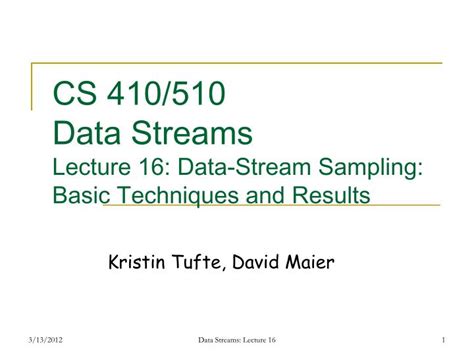 Ppt Cs 410510 Data Streams Lecture 16 Data Stream Sampling Basic