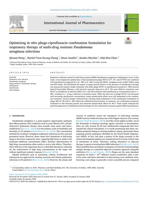 Pdf Optimizing In Vitro Phage Ciprofloxacin Combination Formulation