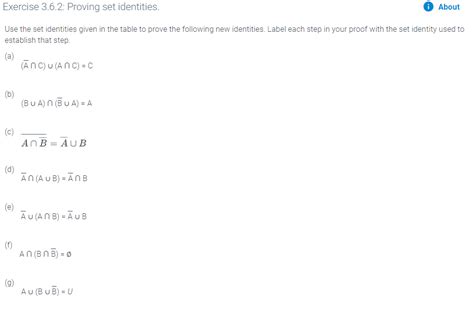 Solved Exercise 3 6 2 Proving Set Identities About Use Chegg Com
