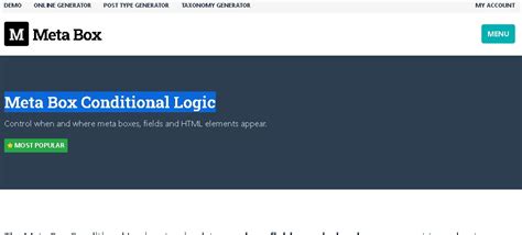Meta Box Conditional Logic Cromur