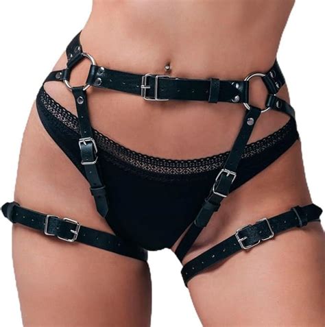 Qjsmfxe Women Leather Sexy Punk Goth Leather Garter Body