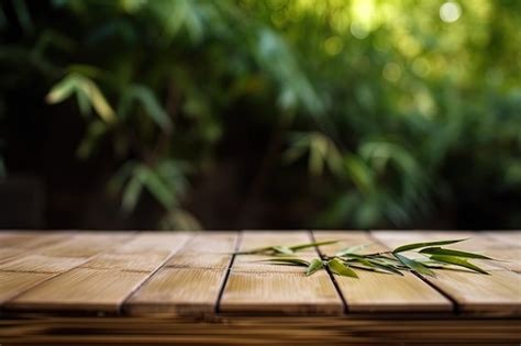 Premium AI Image Closeup View Of A Bamboo Table With Natural Textures