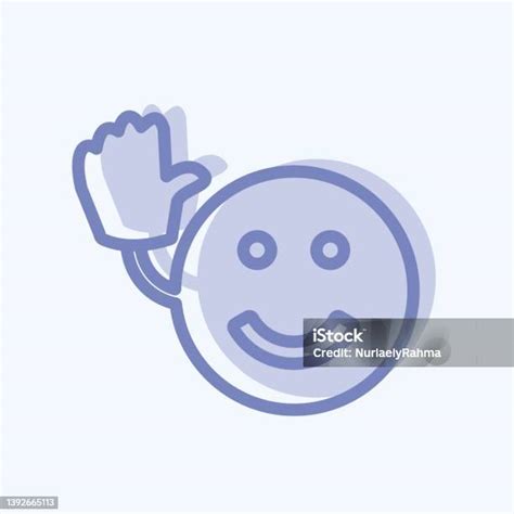 아이콘 이모티콘 안녕 이모티콘 기호에 적합합니다 두 가지 톤 스타일 편집 가능한 간단한 디자인 디자인 템플릿 벡터 간단한 기호