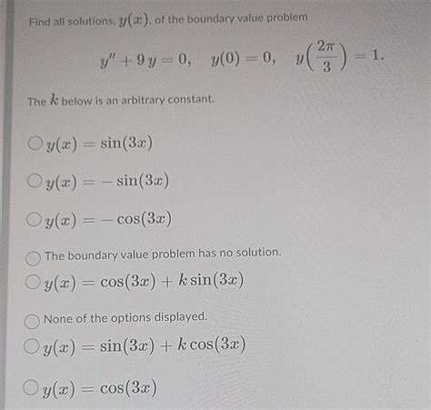 Solved Find All Solutions Yx Of The Boundary Value