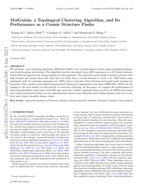 Pdf Mulguisin A Topological Clustering Algorithm And Its Performance As A Cosmic Structure