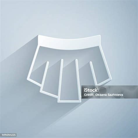 회색 배경에 격리 된 종이 컷 스커트 아이콘 종이 아트 스타일 벡터 0명에 대한 스톡 벡터 아트 및 기타 이미지 0명 3차원 형태 그림자 Istock