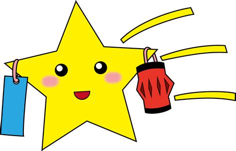 イラストポップの幼児教育素材 7月No10七夕飾りを持つ流れ星の無料イラスト