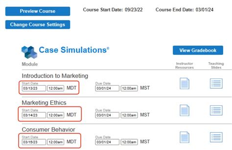 setting assignment start due dates case simulations knowledge