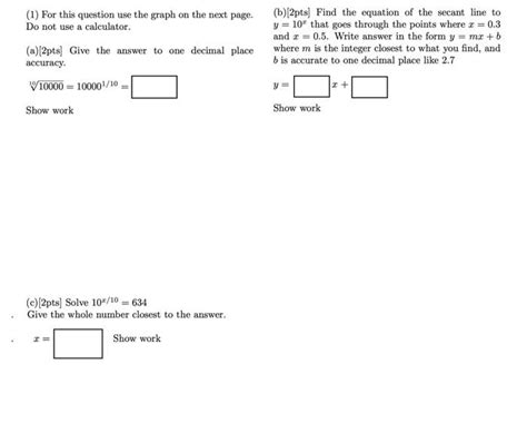 Solved 1 For This Question Use The Graph On The Next Page