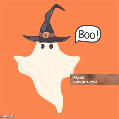 만화 할로윈 유령 마녀 모자를 입고 고립 할로윈 포스터 인쇄 디자인 벡터 일러스트 레이 션 10월에 대한 스톡 벡터 아트 및 기타 이미지 Istock