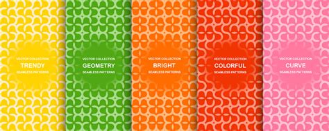 창조적 인 특이한 모양과 밝은 원활한 기하학적 패턴의 집합입니다 세련 된 컬러 풀 한 곡선 감촉 간단한 끝없는 활기찬 배경
