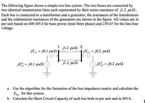 the following figure shows a simple two bus system the two buses are